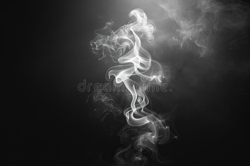 A Single, Simple Smoke Effect in White on an All-black Background is a ...