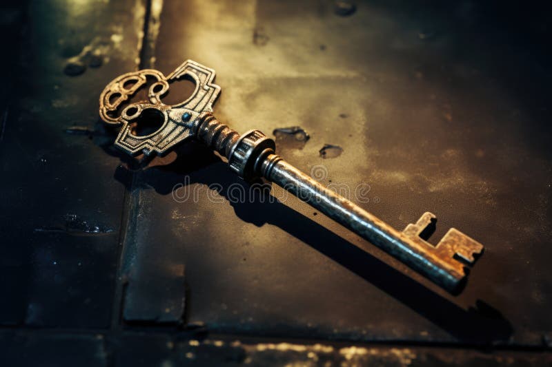 A Single Skeleton Key Lying on a Metallic Surface, Often Used for ...