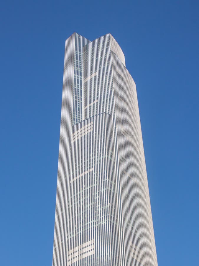 Single Skyscraper on a Background of a Blue Sky Stock Photo - Image of ...