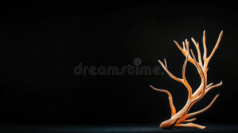 Single Slender Orange Tree Branch Against Black Background Stock Photos ...