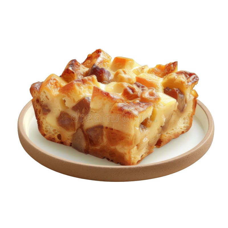 A Single Slice of Apple Bread Pudding on a Plate Stock Illustration ...