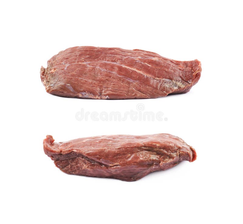 Single Slice of Beef Meat Isolated Stock Photo - Image of portion ...