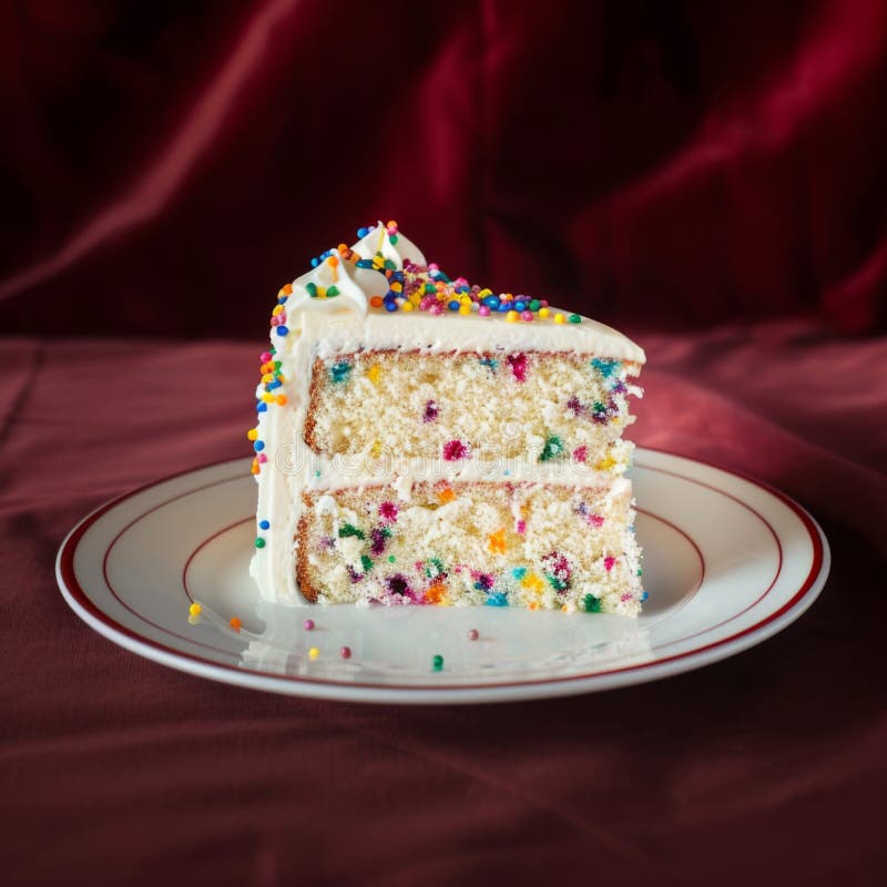 A Single Slice of Birthday Cake with Sprinkles Stock Illustration ...