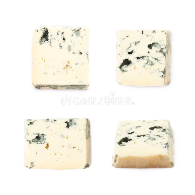 Single Slice of Blue Cheese Isolated Stock Photo - Image of cream ...