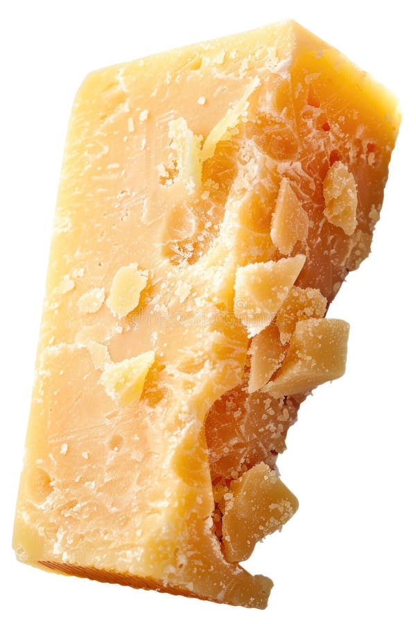 A Single Slice of Cheese, Cut in Half, with a Rough Edge and Smooth ...