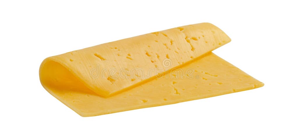 Single Slice of Cheese Isolated on White Stock Image - Image of slice ...