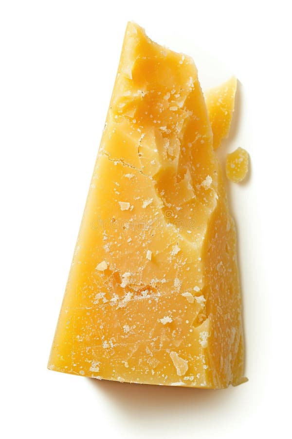 A Single Slice of Cheese Sitting on a White Surface Stock Photo - Image ...