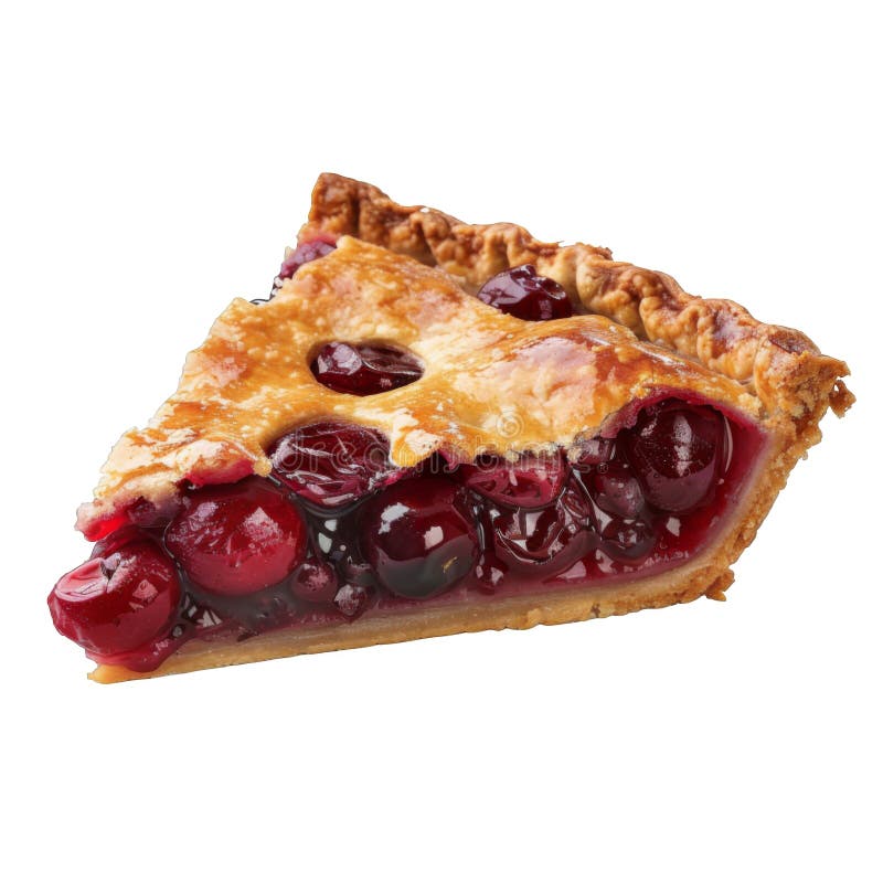 A Single Slice of Cherry Pie with a Flaky Crust Stock Photo ...