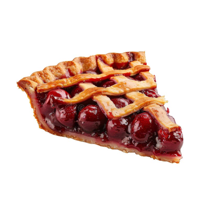 A Single Slice of Cherry Pie with a Lattice Crust Stock Photo ...