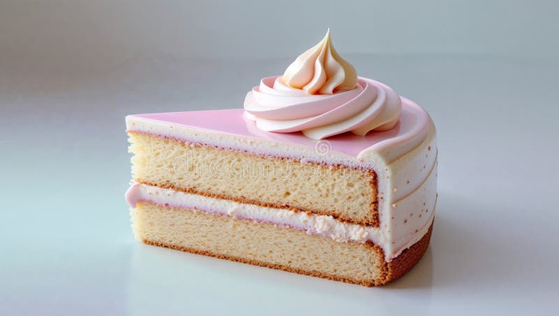 A Single Slice of Delicious Cake with Icing on Top Stock Image - Image ...