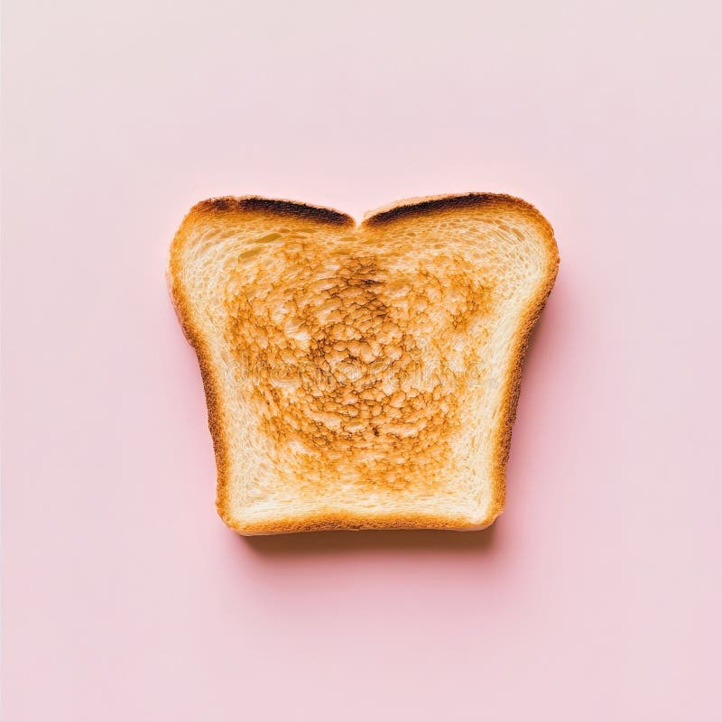 Single Slice of Golden-brown Toast Placed on a Pastel Pink Background ...