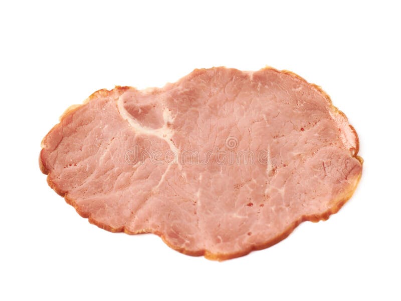 Single Slice of Ham Isolated Stock Photo - Image of closeup ...