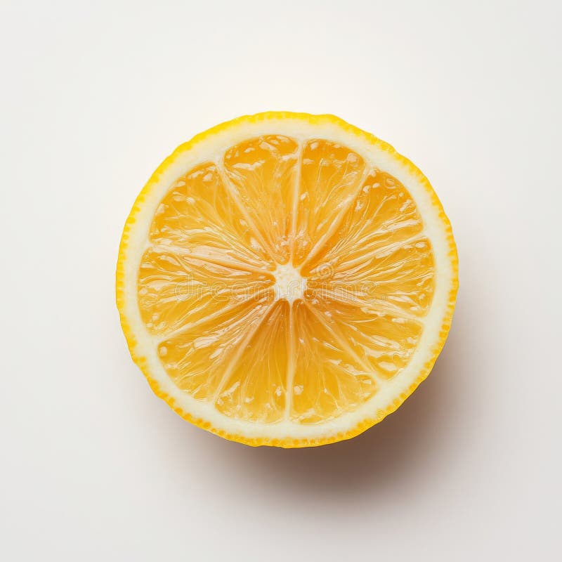 A Single Slice of Lemon, Isolated on a White Background, Showcasing a ...