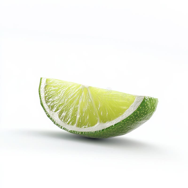 A Single Slice of Lime, Isolated on a White Background, Emphasizing a ...