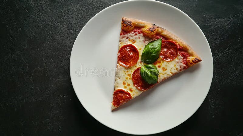A Single Slice of Margherita Pizza on a Plain White Plate Stock Photo ...
