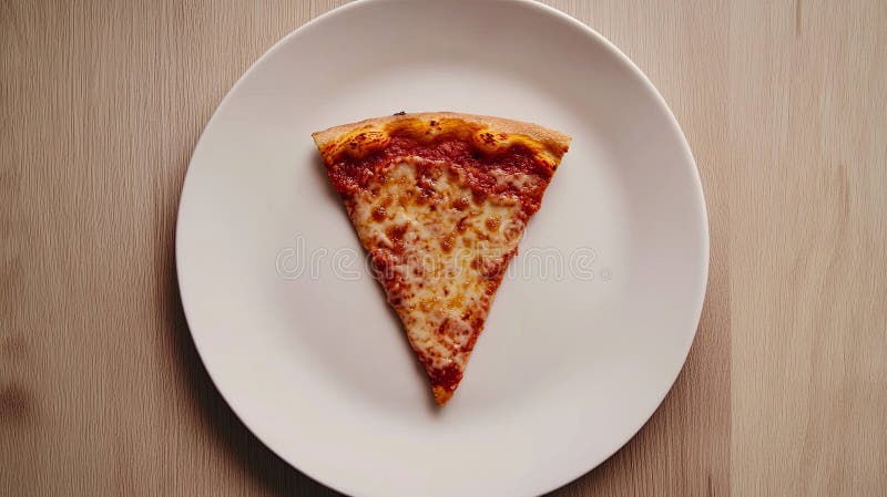 A Single Slice of Margherita Pizza on a Plain White Plate Stock Photo - Image of round ...