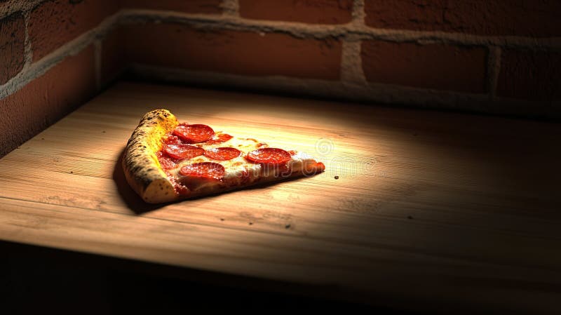 Single Slice of Pepperoni Pizza on Wooden Table Stock Photo - Image of ...