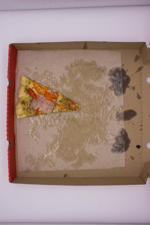 Single Slice of Pizza Left in Box after Meal Stock Photo - Image of ...
