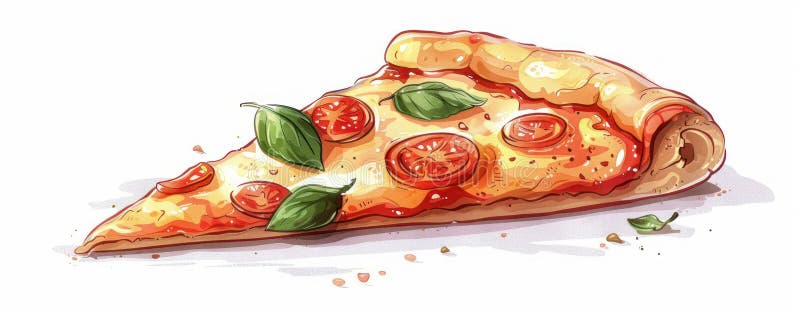 Single Slice of Pizza with Tomato and Basil Stock Image - Image of ...