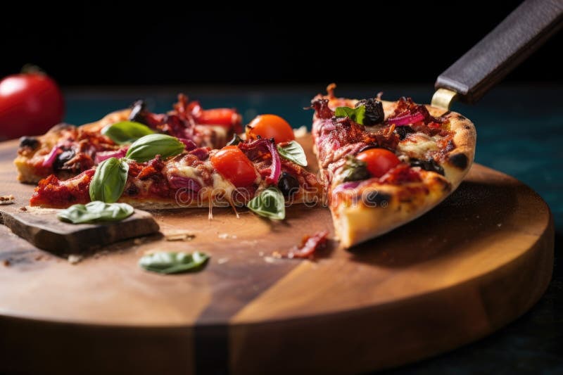 Single Slice of Pizza on Wooden Pizza Peel Stock Image - Image of peel ...