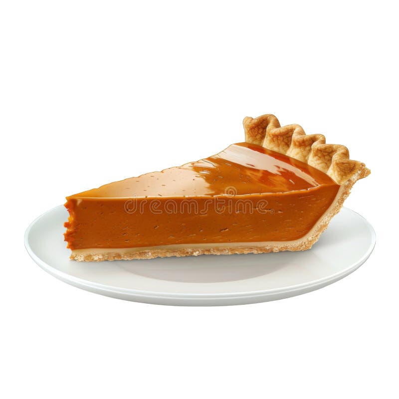 A Single Slice of Pumpkin Pie on a White Plate Stock Image ...