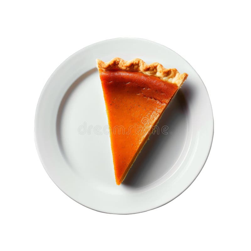 A Single Slice of Pumpkin Pie on a White Plate Stock Image ...