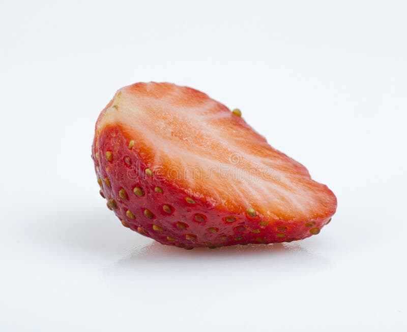 Fresh Red Strawberry Cut in Half on White Background Stock Image ...
