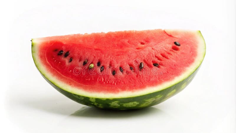 A Single Slice of Ripe Watermelon Isolated on a White Background Stock ...