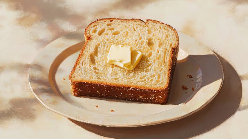 A Single Slice of Rustic Bread Styled with a Dollop of Butter on a ...