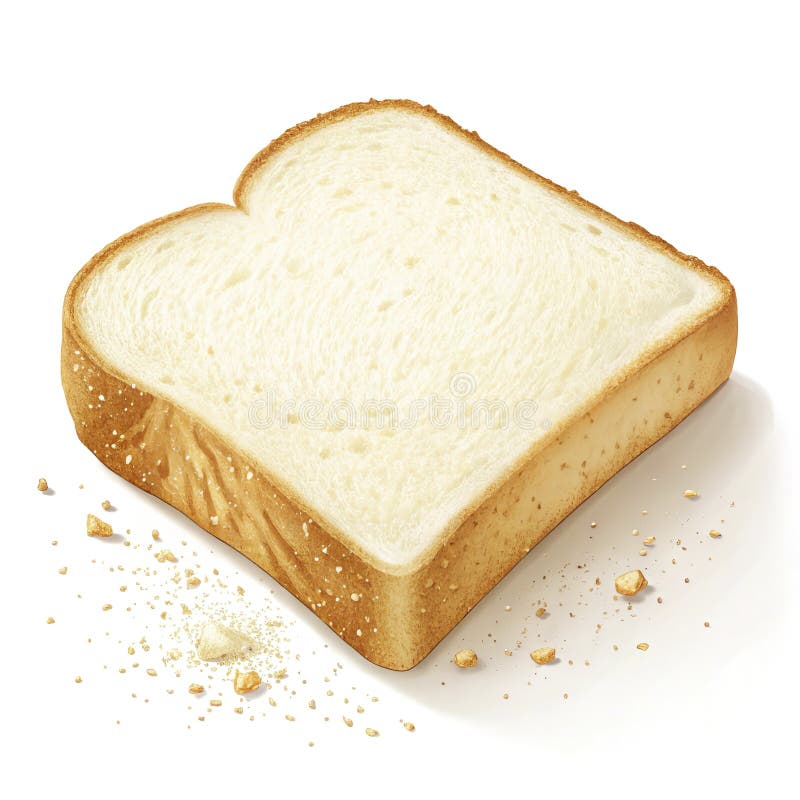 Single Slice of White Bread on a White Background. the Isolation is on ...