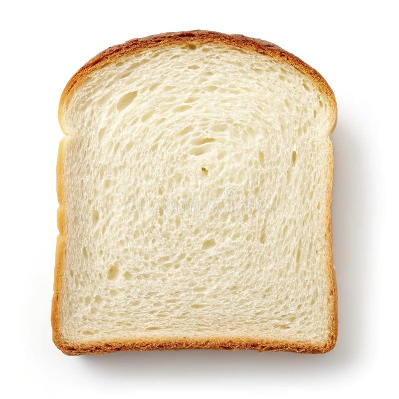 Single Slice of White Bread Isolated on a White Background. the ...