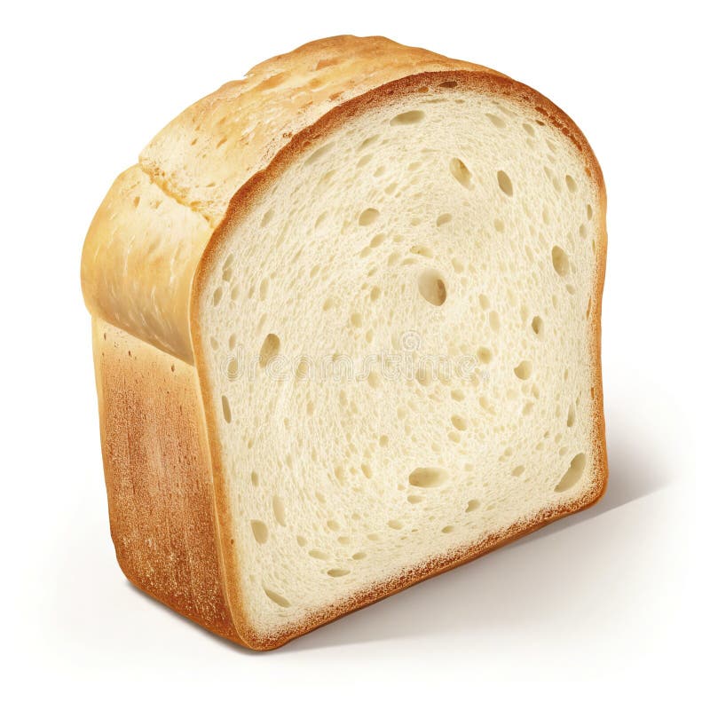 Single Slice of White Bread Isolated on a White Background. the ...