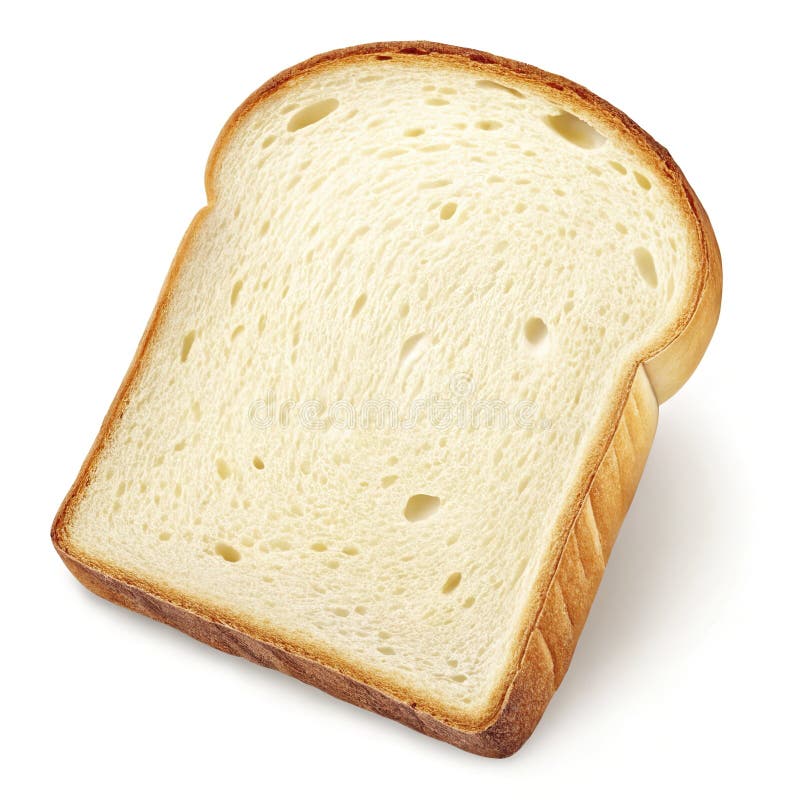 Single Slice of White Bread Isolated on a White Background. the ...