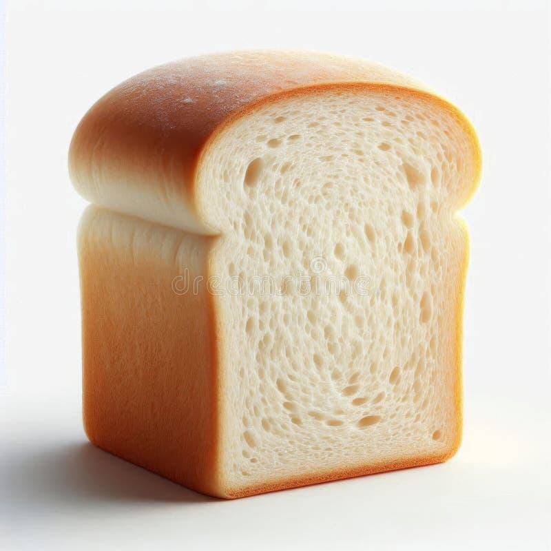 A Single Slice of White Bread Isolated on White, Showcasing Its Soft ...