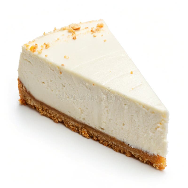 Single Slice of White Cheesecake Isolated on White Background Stock ...