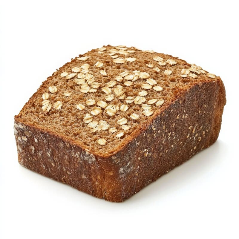 A Single Slice of Whole-grain Bread, Isolated on a White Background ...