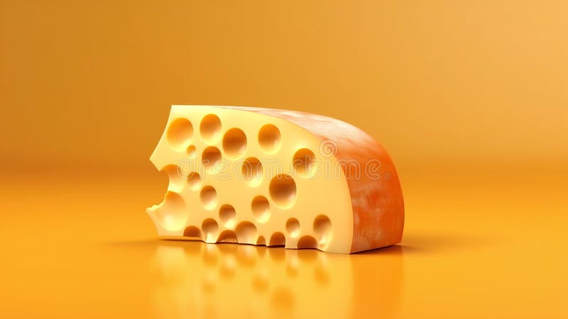 A Single Slice of Yellow Cheese on a Plain Yellow Background ...