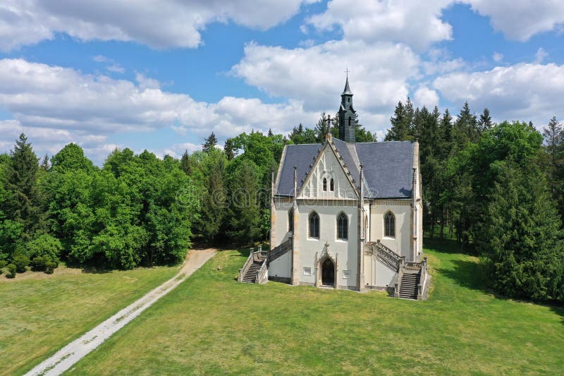 Single Small Chapelle Crypt by the Trees with Single Tower on Spring ...