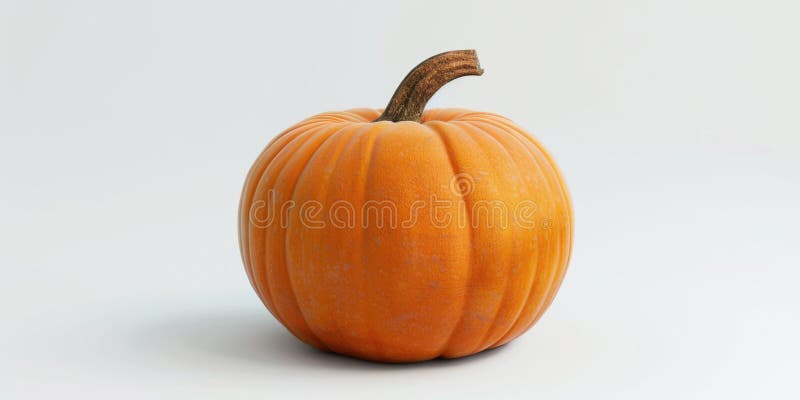 A Single Small Orange Pumpkin Sitting on a White Surface Stock Photo ...