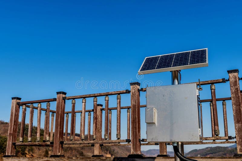 Single Small Solar Panel on Pole Stock Image - Image of blue, electric ...