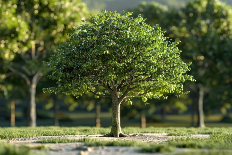 A Single Small Tree Standing Alone in a Wide Open Field, Suitable for ...