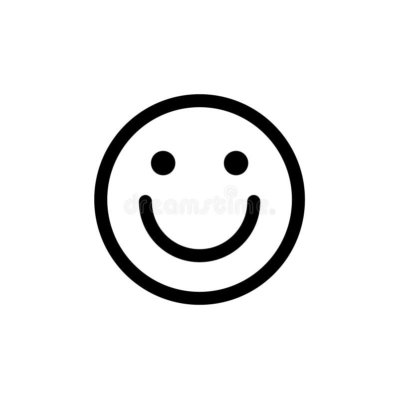 Single Smile Icon. Happy Face Symbol. Vector Black Line Icon Isolated ...