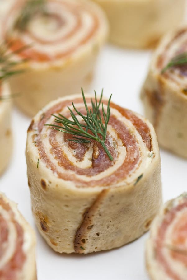 Single Smoked Salmon Roulade Stock Image - Image of eating, seafood ...
