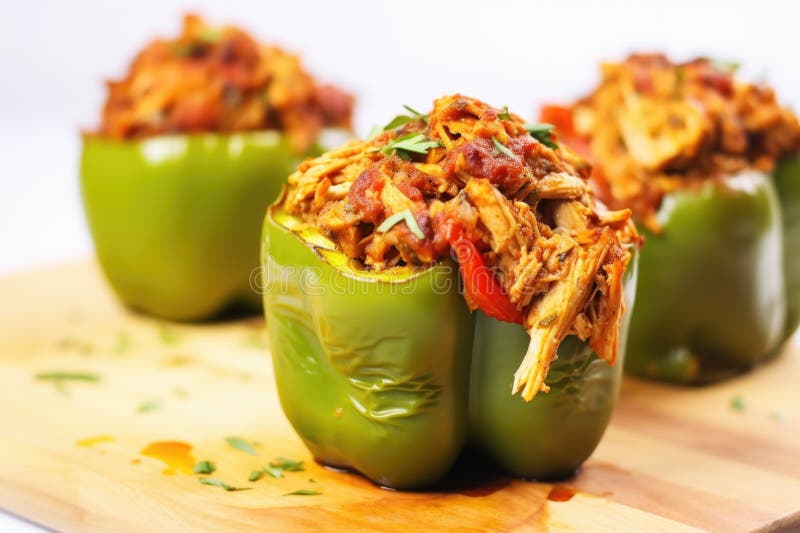 Single Smoked Stuffed Pepper Cut in Half To Expose Stuffing Stock Photo ...