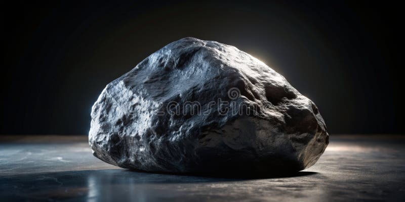 A Single, Smooth Black Rock on a Dark Surface, 3D Render, Stone, Rock ...