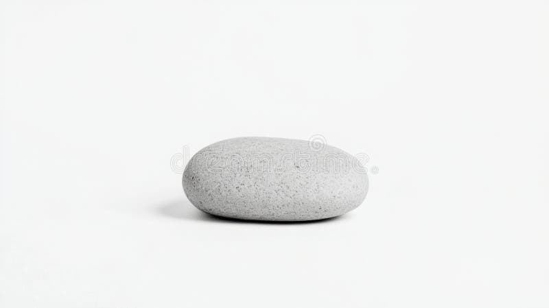 A Single, Smooth, Gray Stone Sits in the Center of a White Background ...