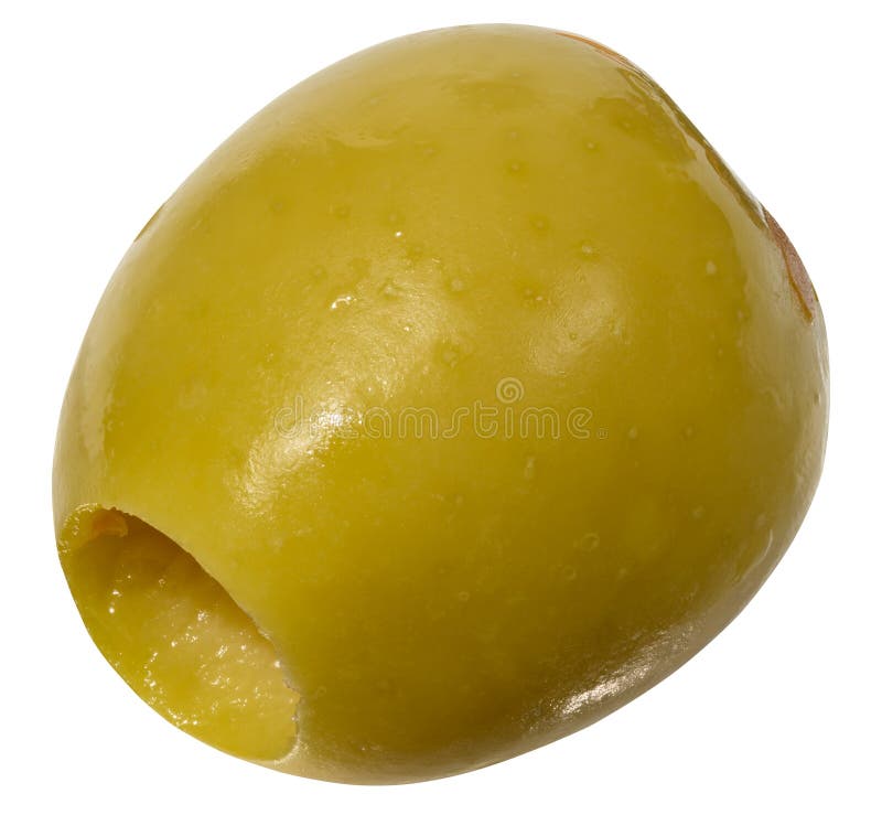 Single Smooth Pitted Green Olive Isolated Background Stock Photos ...