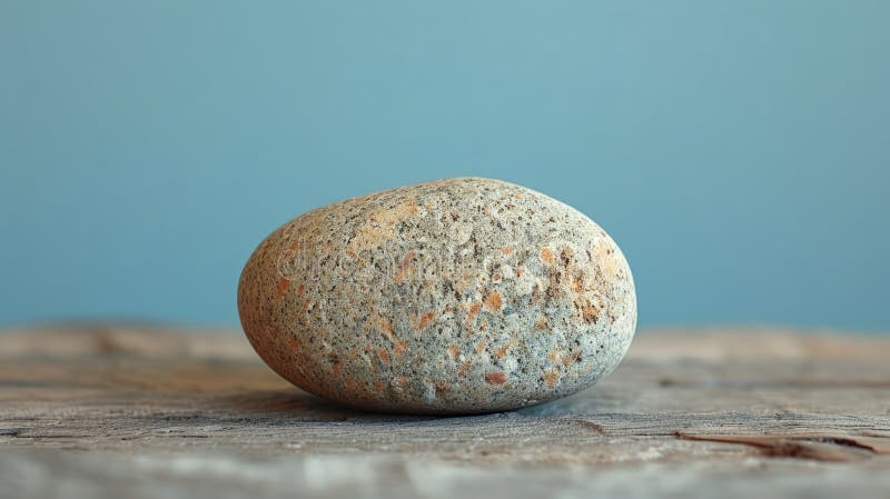 Single Smooth Rock Wooden Surface Blue Background Stock Photos - Free ...