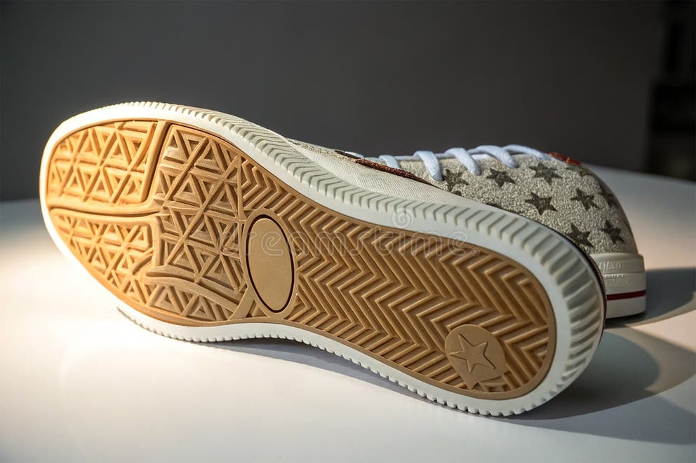 A Single Sneaker Angled To Highlight the Sole Pattern and Heel Design ...