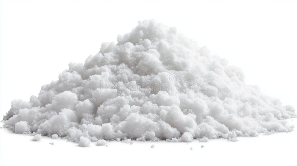 A Single Snow Pile Viewed from the Side, Isolated Against a White ...